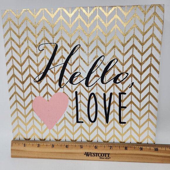 Hobby Lobby | Accents | Hello Love Wooden Home Decor Sign Chevron Heart ...